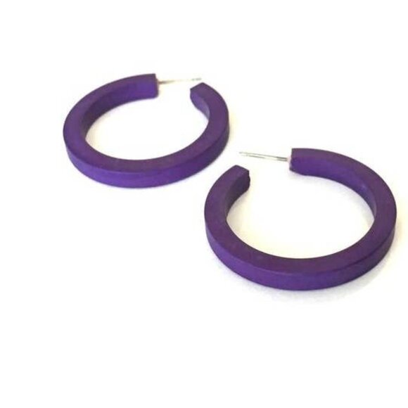Jewelry | Lucite Earrings Cobalt Blue Velvet Classic Hoops | Poshmark